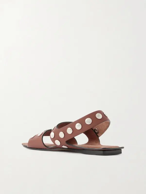 Khaite Boden Studded Leather Sandals - Brown
