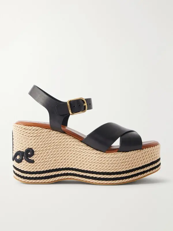 Chloé Leather Platform Espadrilles