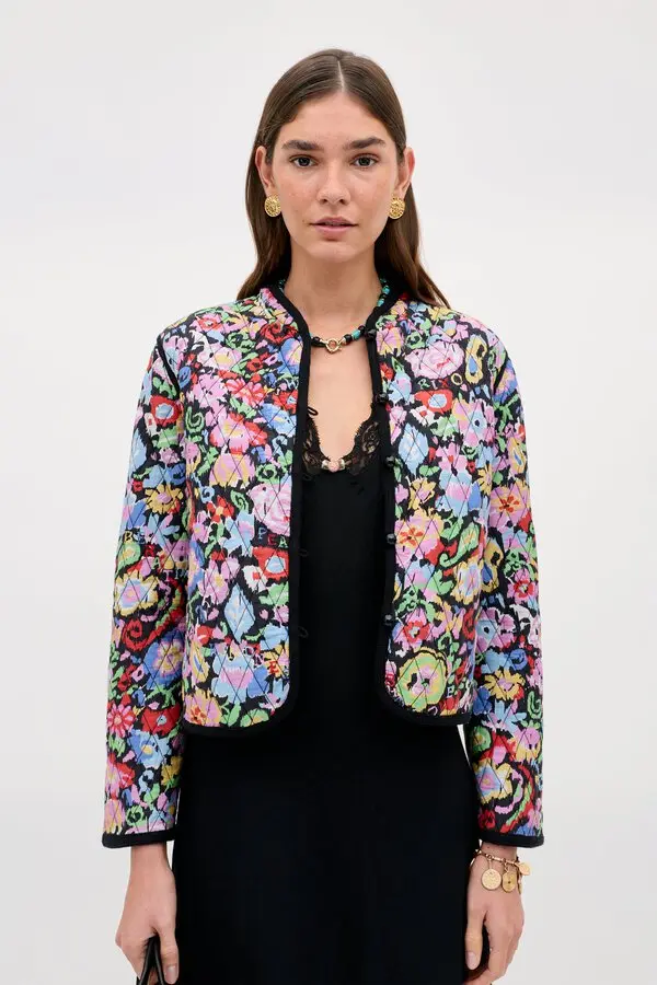 Rixo Lyanne Ikat Bloom Charcoal Top