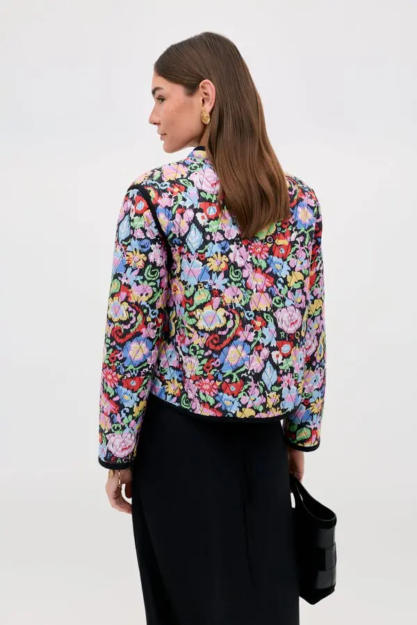 Rixo Lyanne Ikat Bloom Charcoal Top