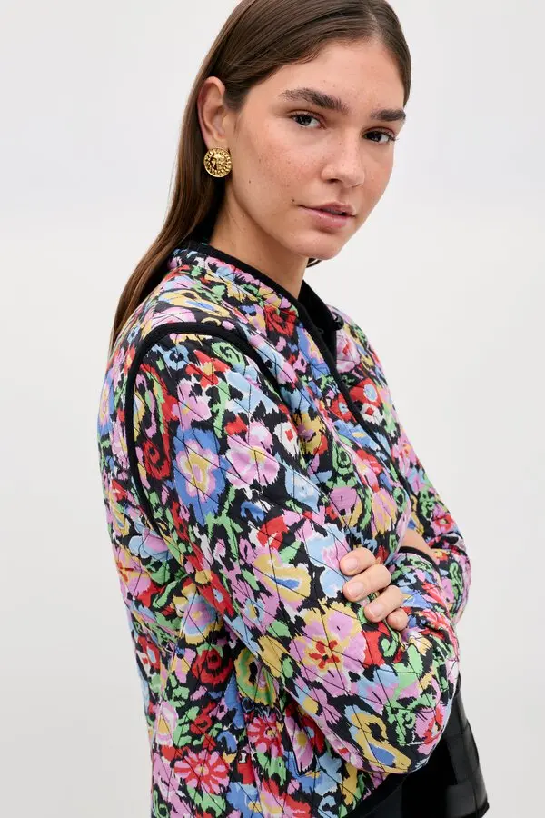 Rixo Lyanne Ikat Bloom Charcoal Top