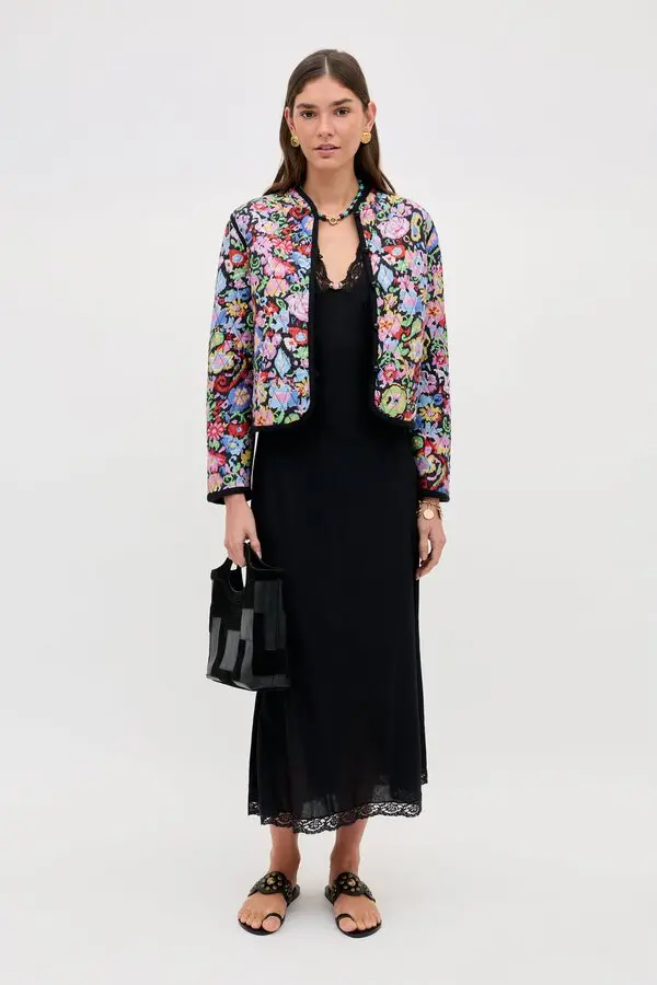 Rixo Lyanne Ikat Bloom Charcoal Top
