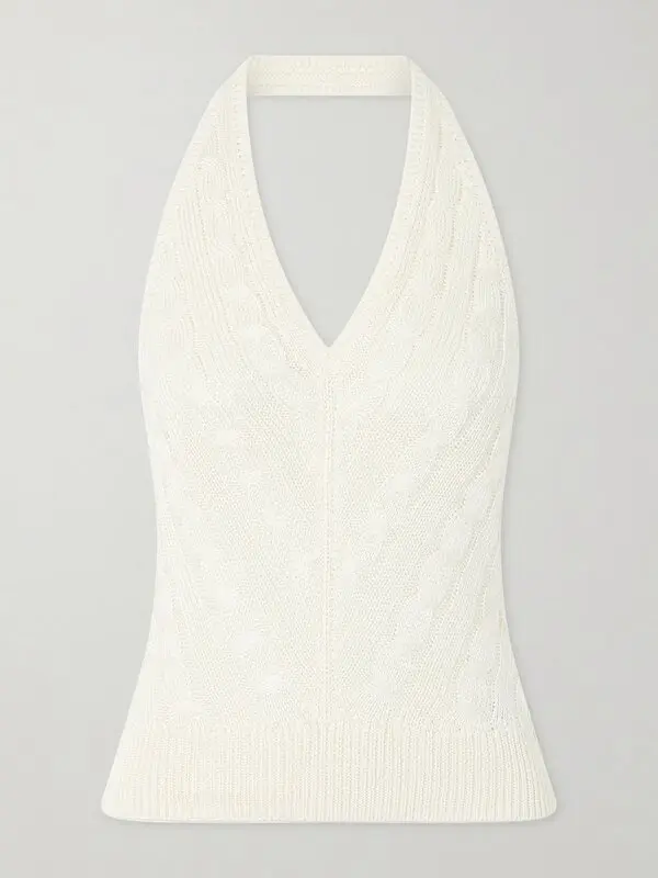 Ralph Lauren Cable-knit Silk Halterneck Top - Neutrals