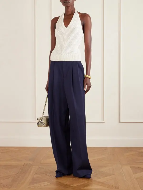 Ralph Lauren Cable-knit Silk Halterneck Top