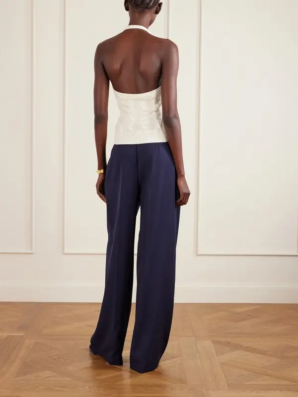 Ralph Lauren Cable-knit Silk Halterneck Top