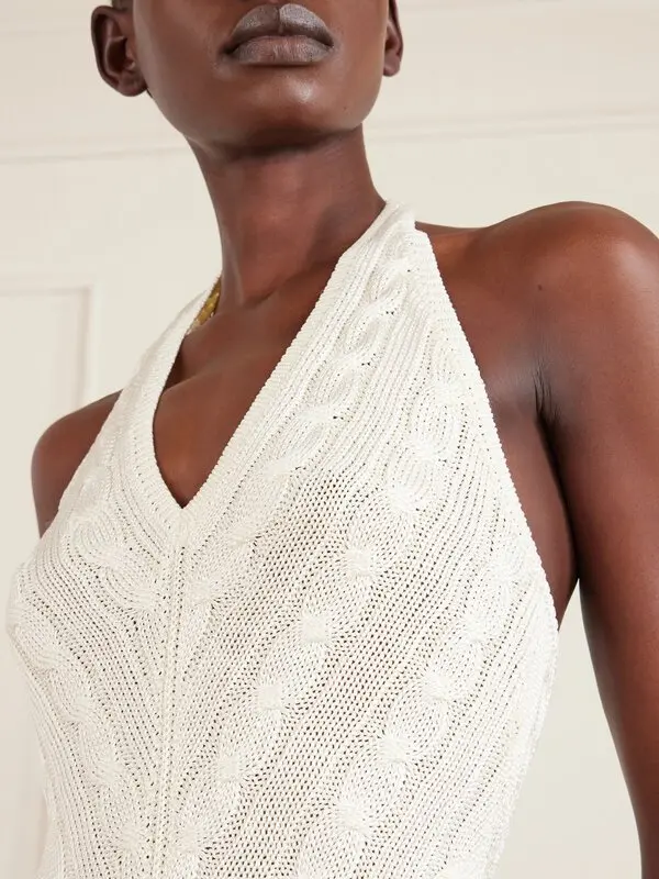 Ralph Lauren Cable-knit Silk Halterneck Top