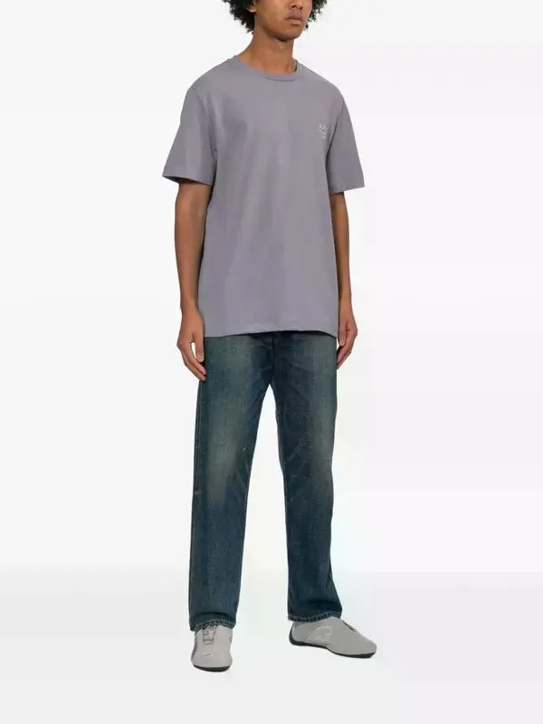 A.p.c. Logo-embroidered Round Neck T-shirt - Grey