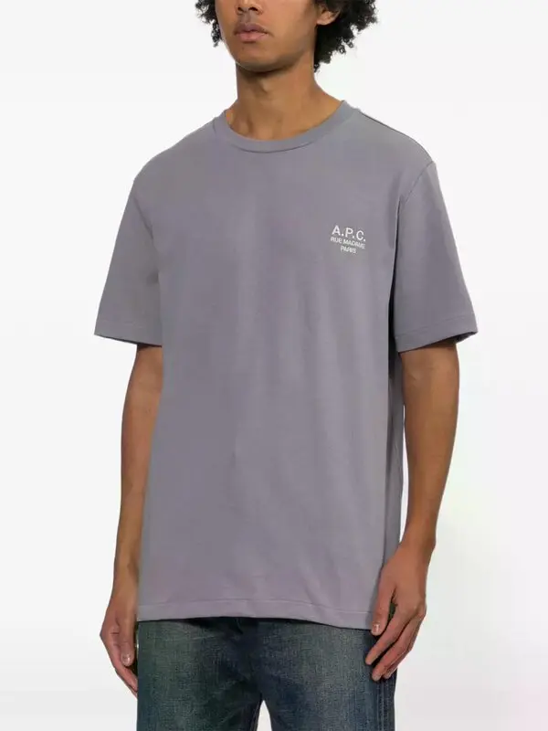 A.p.c. Logo-embroidered Round Neck T-shirt - Grey