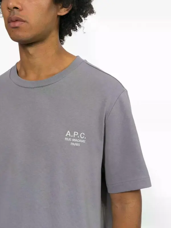 A.p.c. Logo-embroidered Round Neck T-shirt - Grey