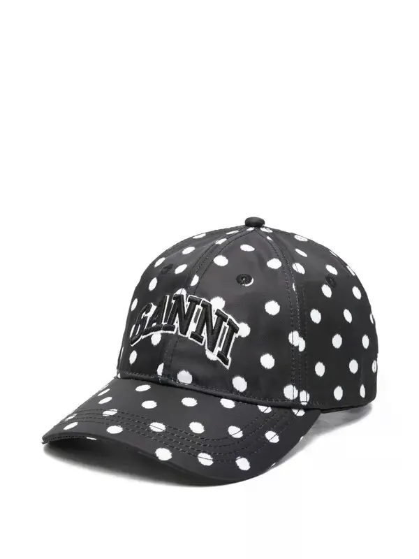 GANNI Polka Dot Cap - Black