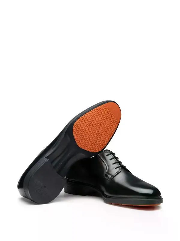 Santoni Leather Derby Shoes - Black