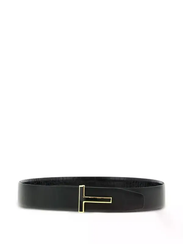 TOM FORD Reversible Crocodile-effect Belt - Black