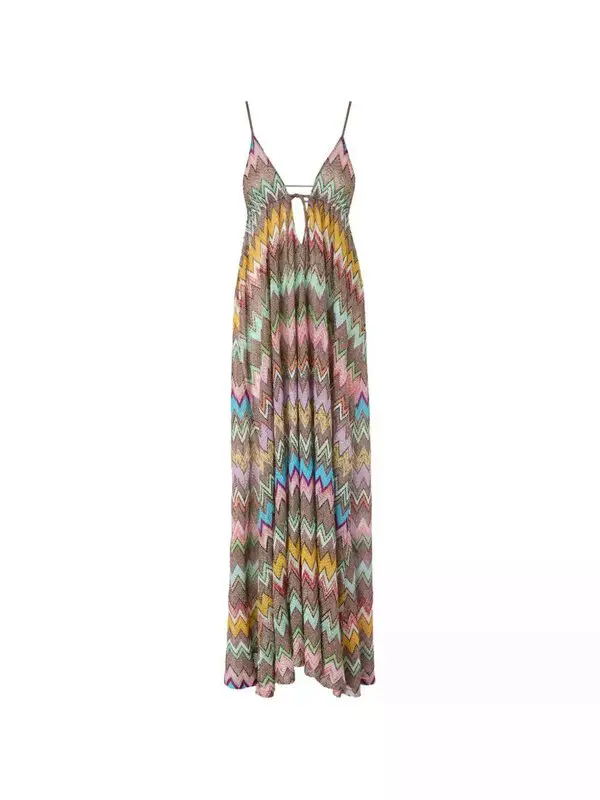 Missoni V-neck Sleeveless Maxi Dress - Brown