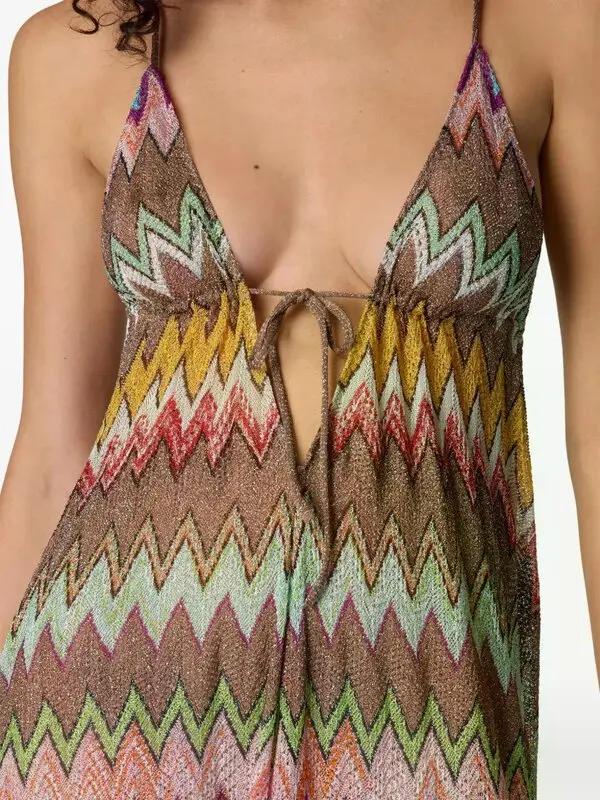 Missoni V-neck Sleeveless Maxi Dress - Brown
