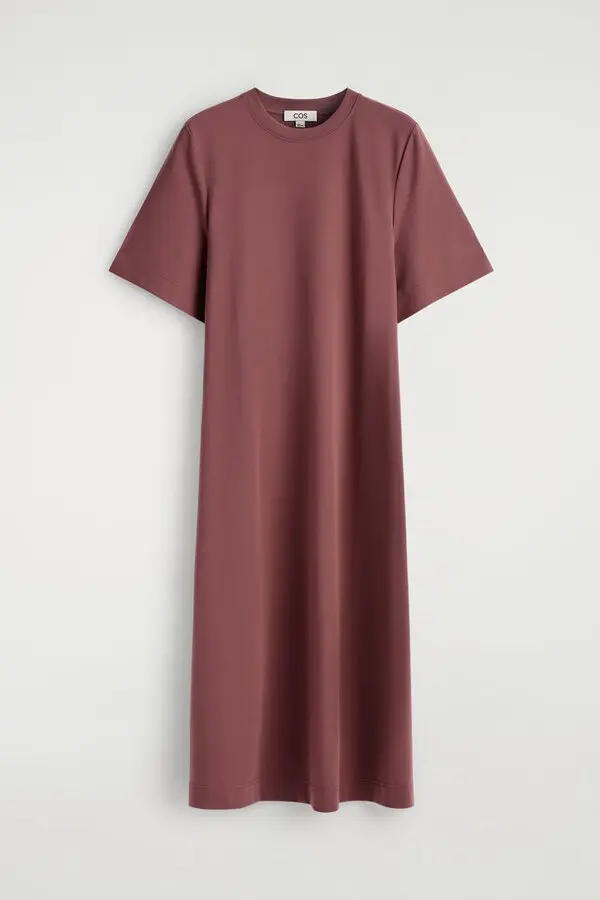 Cos Belt-detail Midi T-shirt Dress - Brown