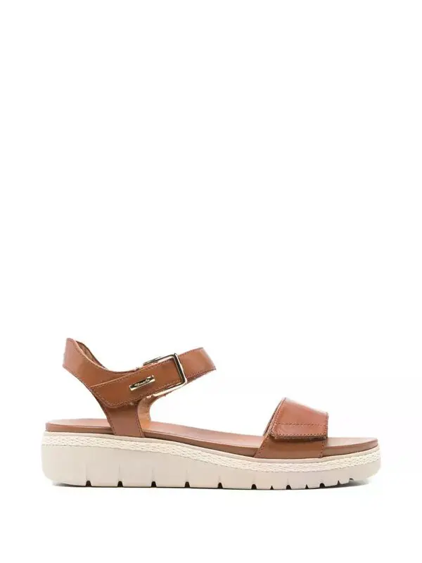 TAMARIS Buckle Strap Leather Sandals - Brown