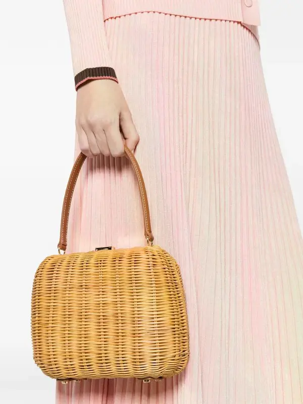 SELF-PORTRAIT Mini Cherry Woven Bucket Bag - Neutrals