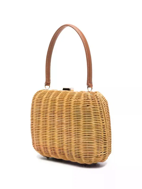 SELF-PORTRAIT Mini Cherry Woven Bucket Bag - Neutrals