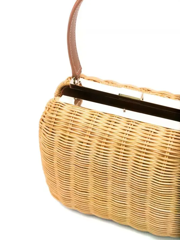 SELF-PORTRAIT Mini Cherry Woven Bucket Bag - Neutrals