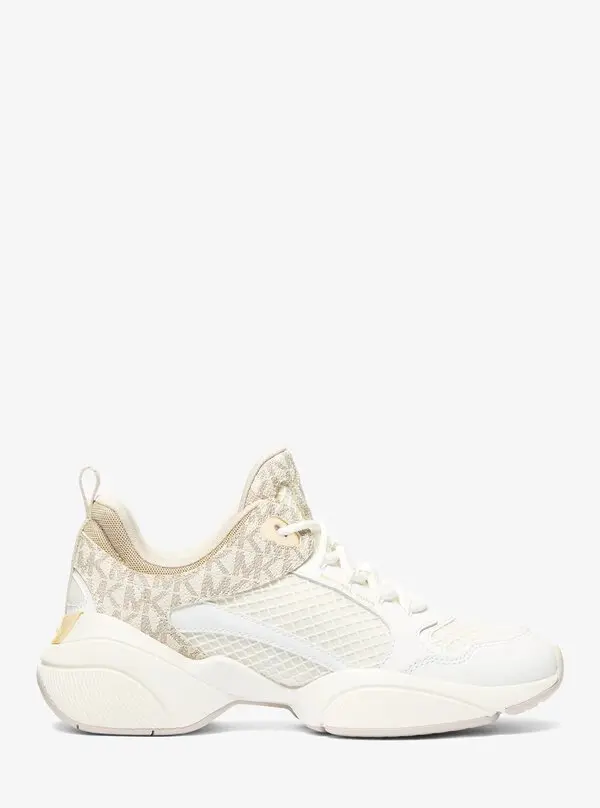 Michael Kors Bowie Signature Logo And Mesh Trainer - Natural