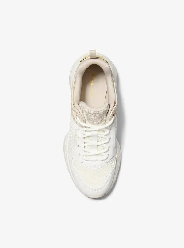 Michael Kors Bowie Signature Logo And Mesh Trainer - Natural