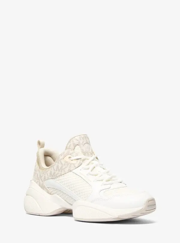 Michael Kors Bowie Signature Logo And Mesh Trainers - Natural