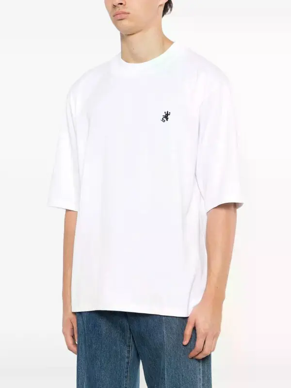 AGNES B. Logo-embroidered Round Neck T-shirt - White