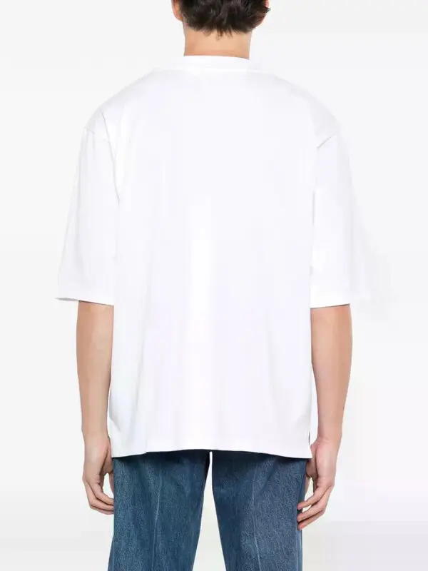 AGNES B. Logo-embroidered Round Neck T-shirt - White