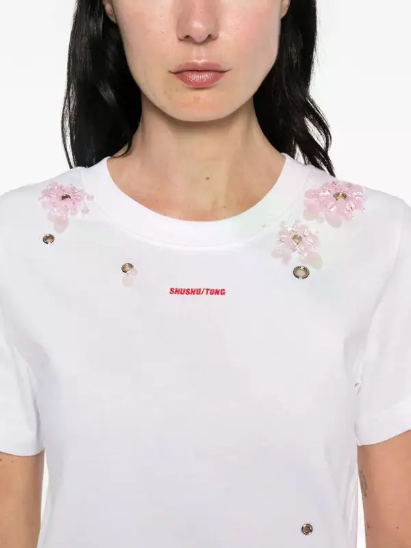 SHUSHU/TONG Floral Appliqué T-shirt