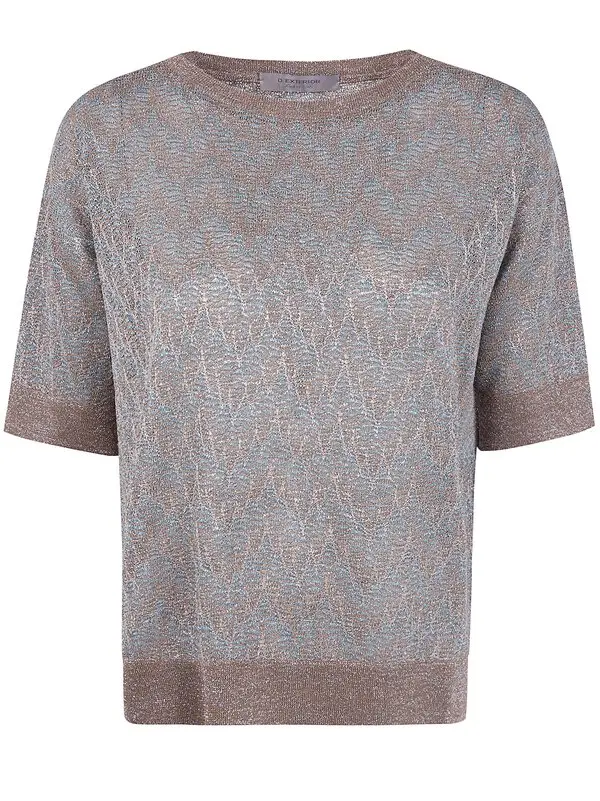 D.exterior Z-line Lux Short Sleeve Sweater - Brown