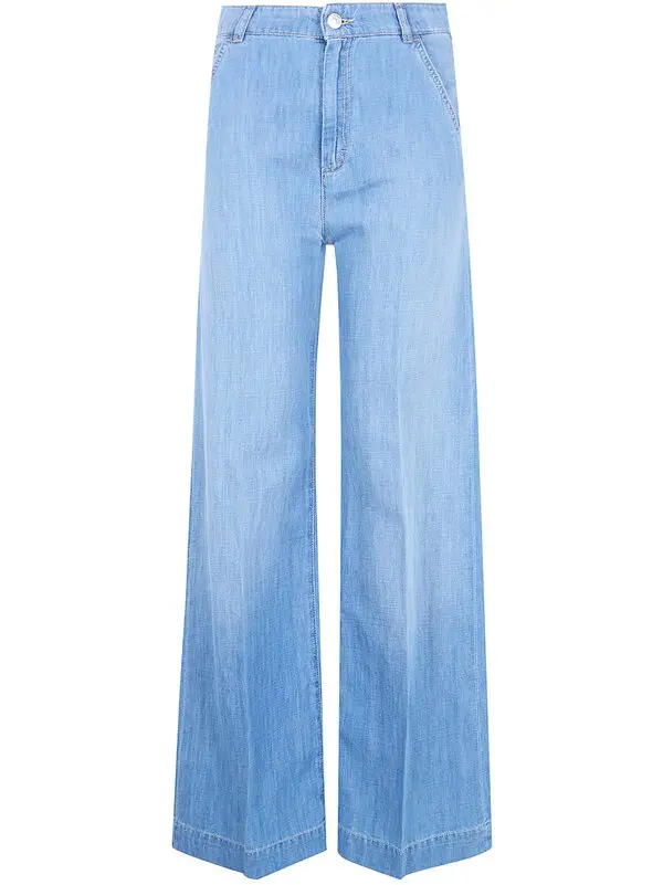 Seventy Light Denim Mixed Linen Jeans - Blue