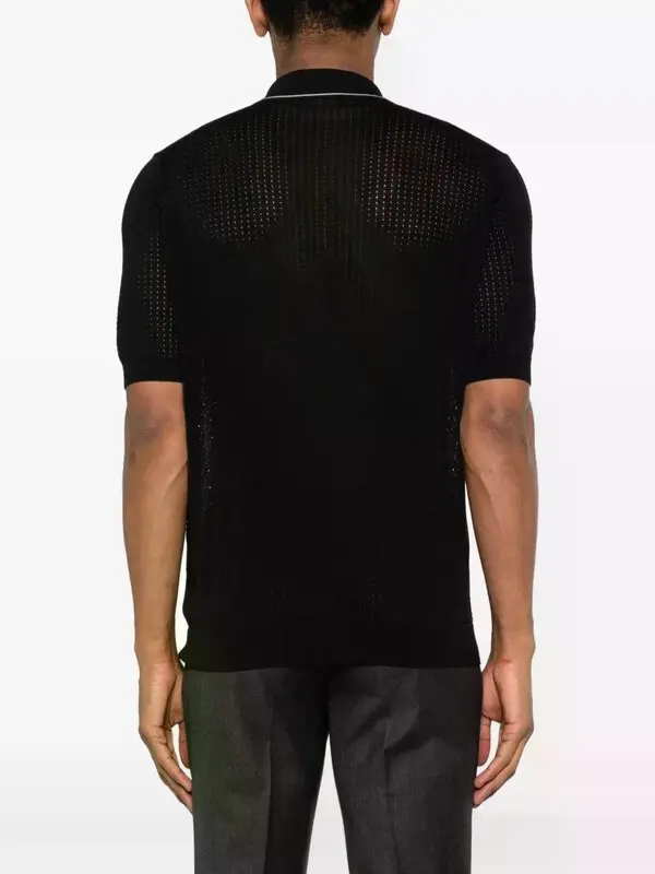 Tagliatore Textured Polo Shirt - Black