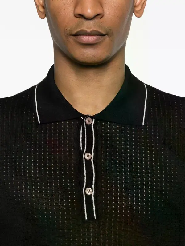 Tagliatore Textured Polo Shirt - Black