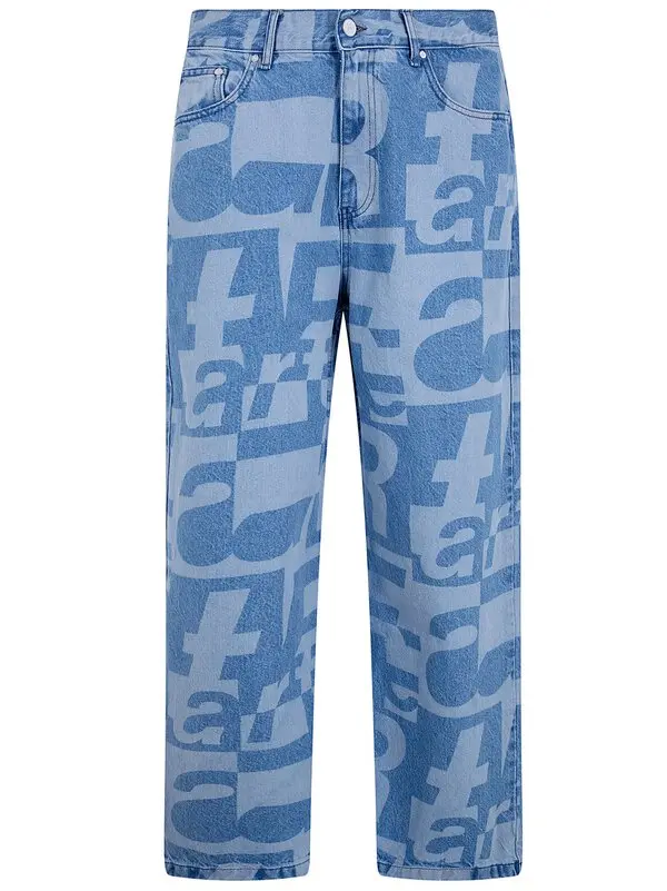 ARTE ANTWERP Printed Denim Pants - Blue