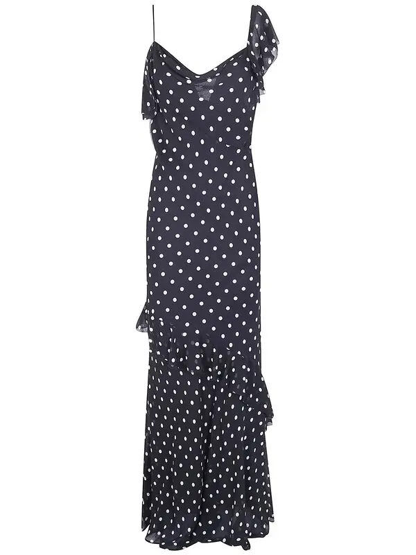 SELF-PORTRAIT Polka Dot Georgette Maxi Dress - Black