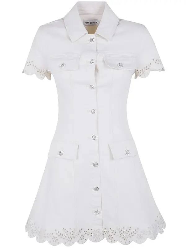 SELF-PORTRAIT Broderie Denim Mini Dress