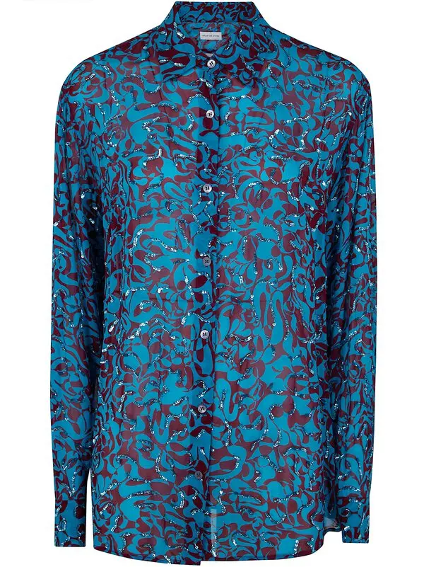 Dries Van Noten Clavelly Embroidered Shirt - Blue