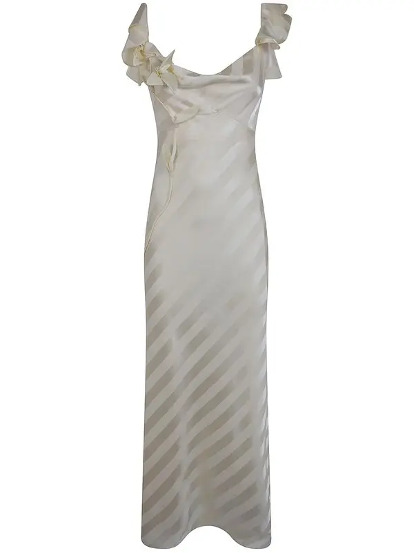 SELF-PORTRAIT Satin Striped Maxi Dress