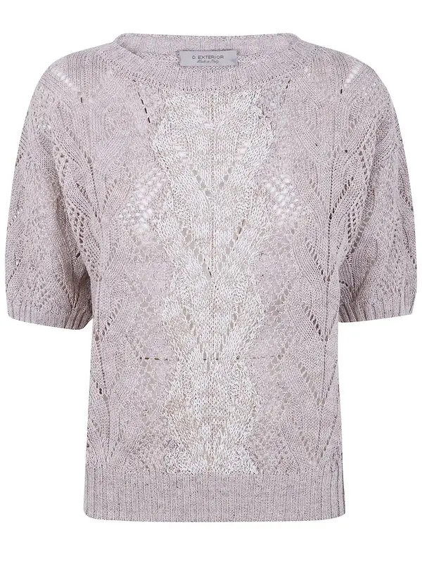 D.exterior Braids Linen Crystal Sweater - Brown