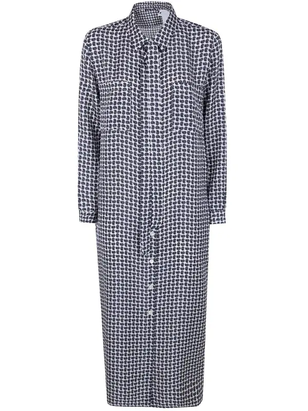 LAURA URBINATI Belted Long Sleeve Shirt Dress - White