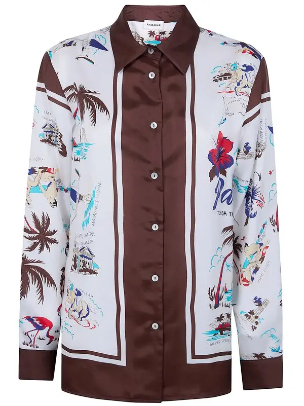 P.a.r.o.s.h Scard Foulard Print Shirt - Brown