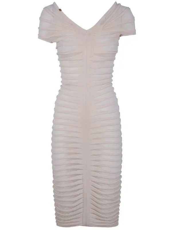 Elisabetta Franchi Knit Midi Dress - White