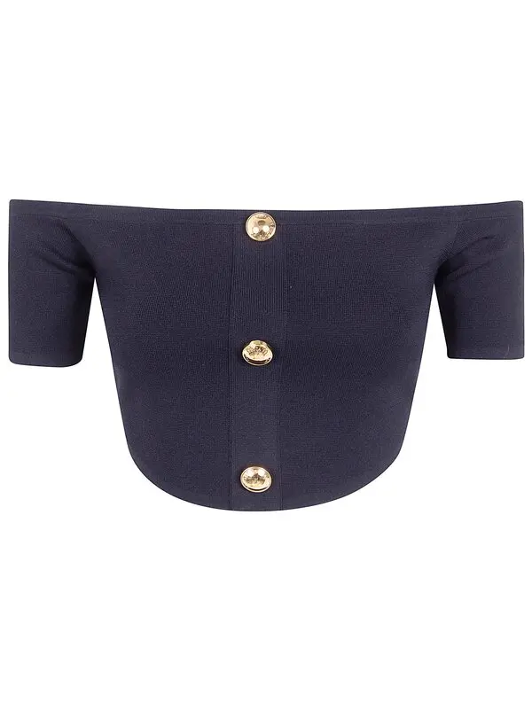 Elisabetta Franchi Cropped Tricot Top - Black