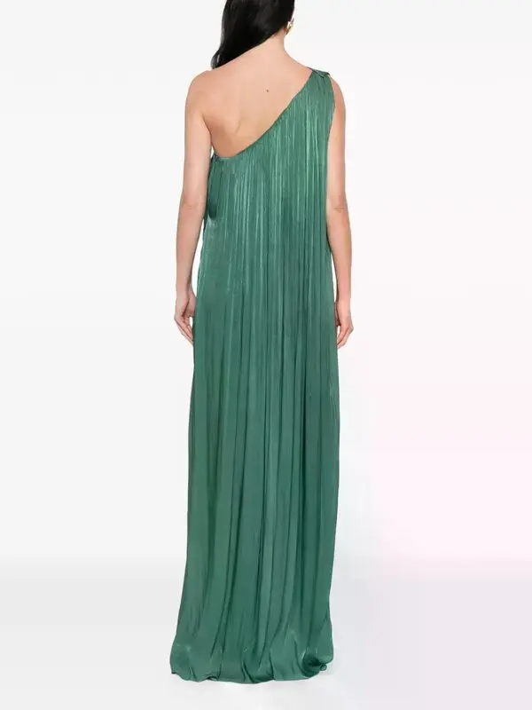 Costarellos One-shoulder Pleated Gown - Green