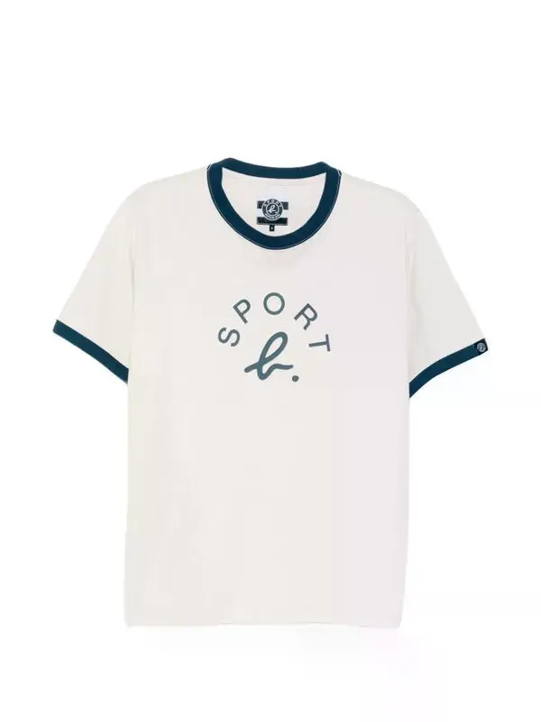 AGNES B. Logo-print Ringer T-shirt - Pink