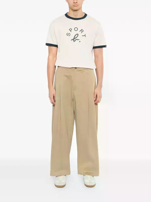 AGNES B. Logo-print Ringer T-shirt - Pink