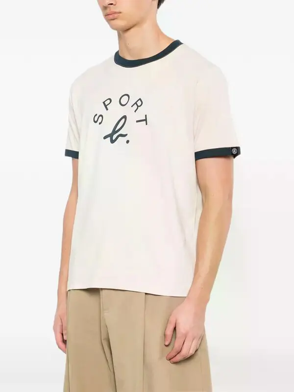 AGNES B. Logo-print Ringer T-shirt - Pink