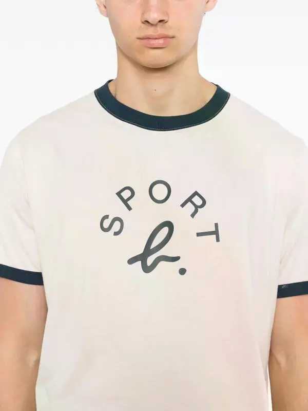 AGNES B. Logo-print Ringer T-shirt - Pink