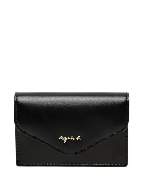 AGNES B. Ava Leather Card Case Wallet - Black