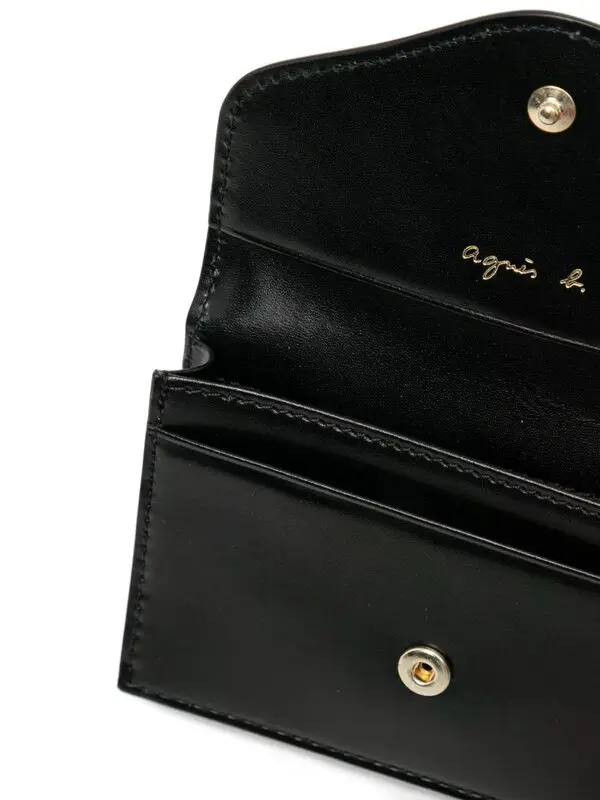 AGNES B. Ava Leather Card Case Wallet - Black